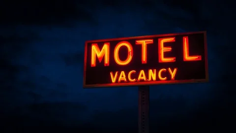 Motel Sign Lit Up At Night | Stock Video | Pond5