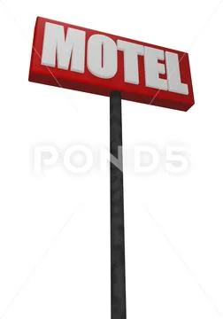Motel sign on white background - 3d illustration: Graphic #82019357