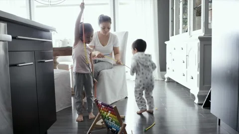 Mother and children playing with connect... | Stock Video | Pond5