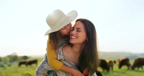 Mother, child on farm, hug and bonding i... | Stock Video | Pond5