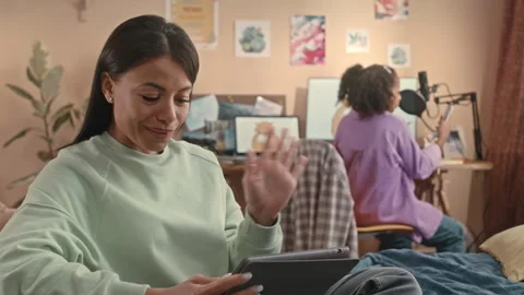 Mother with Gen Z Daughter Staying at Ho... | Stock Video | Pond5