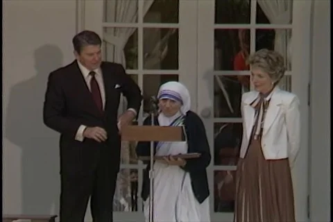 Mother Teresa delivers speech at the Med... | Stock Video | Pond5