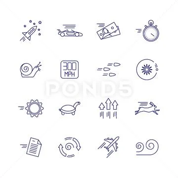 Motion and speed linear icons. Slow and fast vector signs: Royalty Free ...
