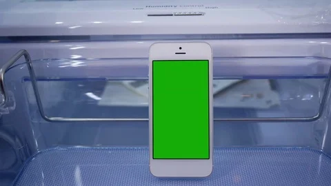 Motion of display fridge and green scree... | Stock Video | Pond5