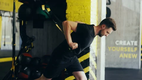 Motivated male doing sprinter start exer... | Stock Video | Pond5