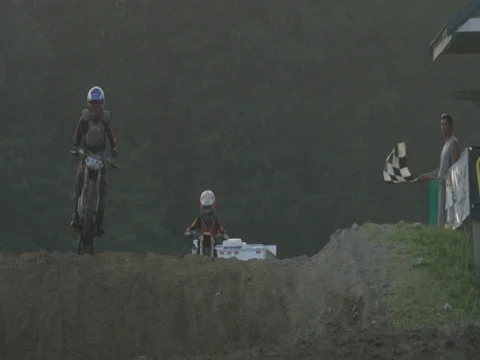 Motocross, Finish Line Jump, Checkered F... | Stock Video | Pond5
