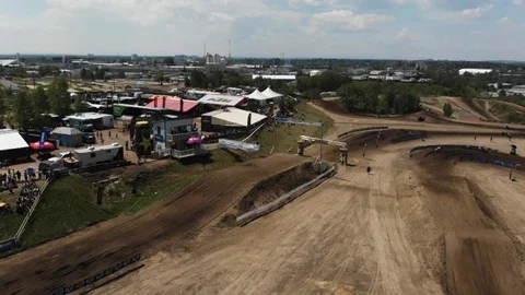Motocross Finish Line with riders jumpin... | Stock Video | Pond5