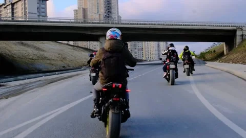 motor gang motorbike city tour | Stock Video | Pond5