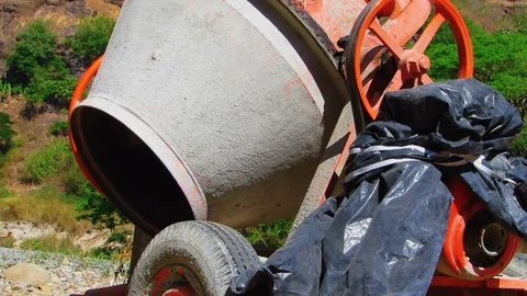 Motor Operated Cement Mixer for Building... | Stock Video | Pond5