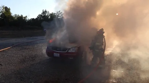 Motor Vehicle Fire Stock Footage ~ Royalty Free Stock Videos | Pond5