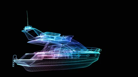 Motor Yacht. Line formation of 3d model ... | Stock Video | Pond5