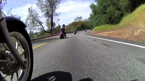 MOTORCYCLE GROUP POINT OF VIEW POV RIDIN... | Stock Video | Pond5