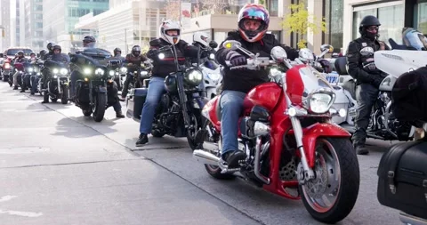 Motorcycle rally in Manhattan, NYC. Bike... | Stock Video | Pond5