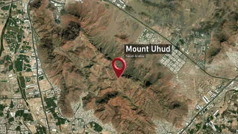 Mount Uhud City Map Zoom (Saudi Arabia) ... | Stock Video | Pond5
