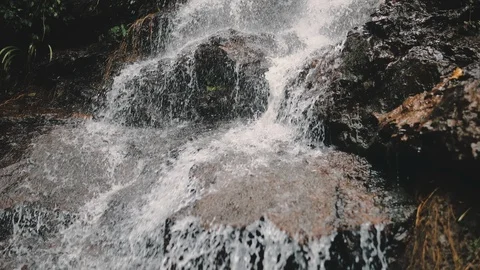 mountain cascade wild waterfall at rain ... | Stock Video | Pond5