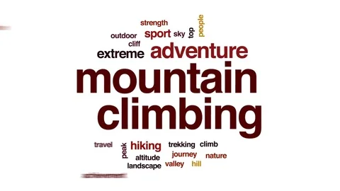 Mountain climbing animated word cloud, t... | Stock Video | Pond5