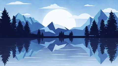 Mountain lake landscape, animation 4K on... | Stock Video | Pond5