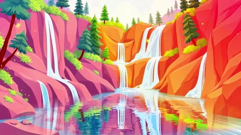Mountain Waterfall Cartoon Stock Videos – Royalty-Free HD & 4K Videos ...