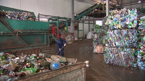 The mountains of plastic trash in a fact... | Stock Video | Pond5