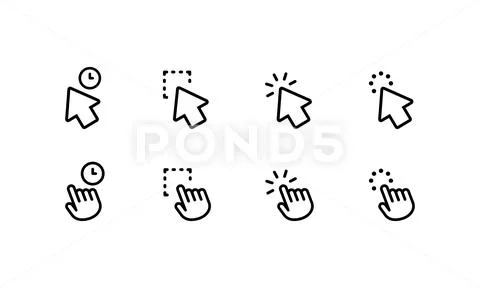 Mouse, cursors, pointer icon set. Arrow and wait. Click. Vector on isolated w: Royalty Free ...