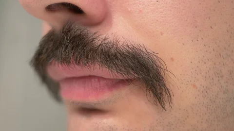 Moustache Closeup Side View Facial Hair | Stock Video | Pond5