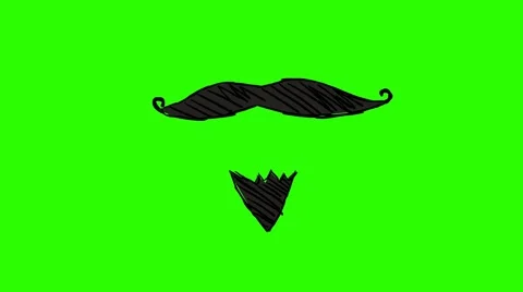 Moustache - Hand Drawn - green screen 03 | Stock Video | Pond5