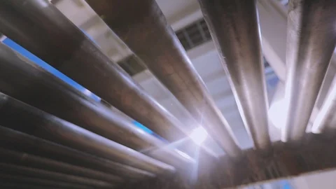 The movement of the barrel on the convey... | Stock Video | Pond5