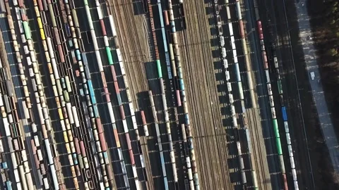 The movement of freight trains on the so... | Stock Video | Pond5