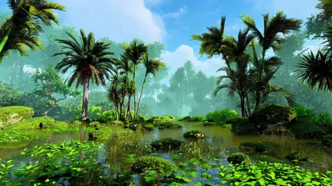 Movement through the rainforest in a 3D ... | Stock Video | Pond5