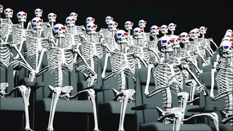 Movie Skeletons with 3D glasses Clapping... | Stock Video | Pond5