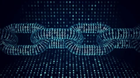 Moving 3D chain with blue flickering bin... | Stock Video | Pond5