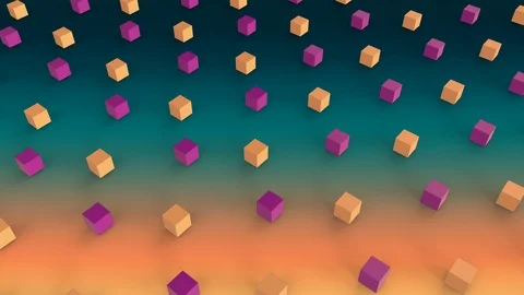Moving 3D cubes on orange and blue backg... | Stock Video | Pond5
