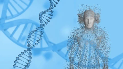 Moving 3d DNA strand and human body | Stock Video | Pond5