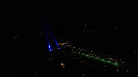 Moving beams of blue spotlight in darkne... | Stock Video | Pond5