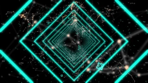 Moving blue diamond outlines on a black ... | Stock Video | Pond5