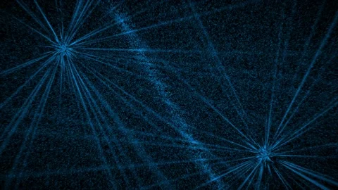 Moving blue particles with blue light ra... | Stock Video | Pond5