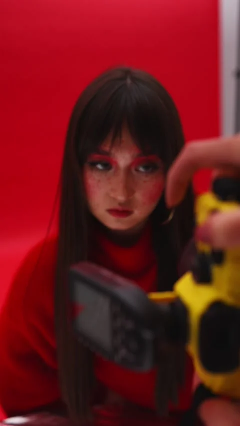 moving camera from hand to girl model as... | Stock Video | Pond5