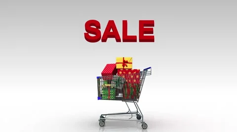 Moving cart,dropping gift box, shopping ... | Stock Video | Pond5