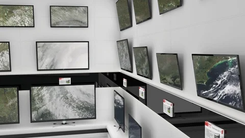 Moving clouds on television screens | Stock Video | Pond5