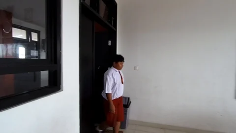 Moving footage of row Student come to th... | Stock Video | Pond5