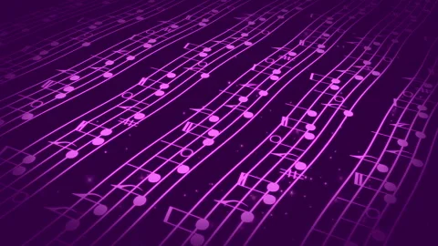 Moving musical notes and purple lines | Stock Video | Pond5