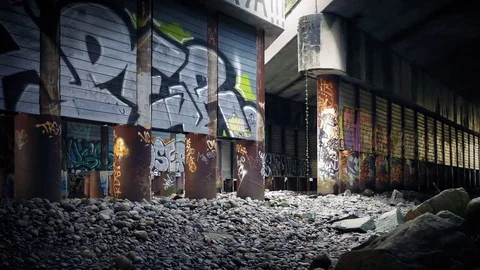 Moving Past Graffiti Covered Area Under ... | Stock Video | Pond5