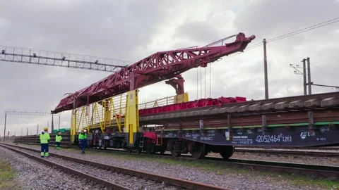 moving railway railroad construction tra... | Stock Video | Pond5