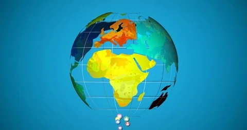 Moving social media icons with a globe 4... | Stock Video | Pond5
