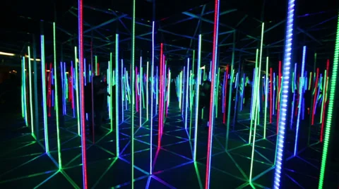 Moving through mirror labyrinth illumina... | Stock Video | Pond5