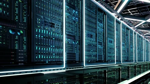 Moving Through Rack Servers in Modern Da... | Stock Video | Pond5