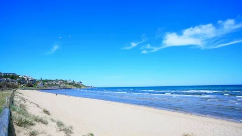 Moving waves on Frankston beach; sunny a... | Stock Video | Pond5
