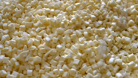 mozzarella cheese cube for pizza Restaur... | Stock Video | Pond5