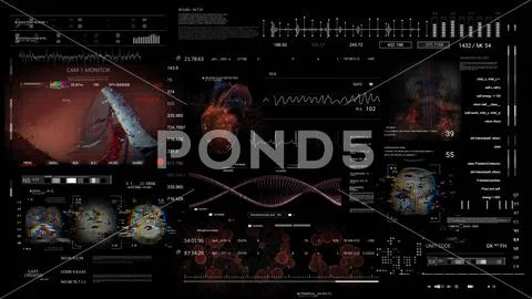 MRI x ray Scan, 3D Model.Medical monitor.HUD.Heads up display.Heart ...