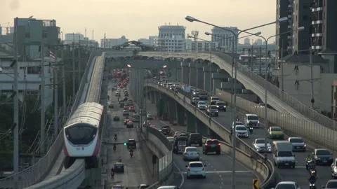 The MRT Pink Line, an elevated monorail ... | Stock Video | Pond5